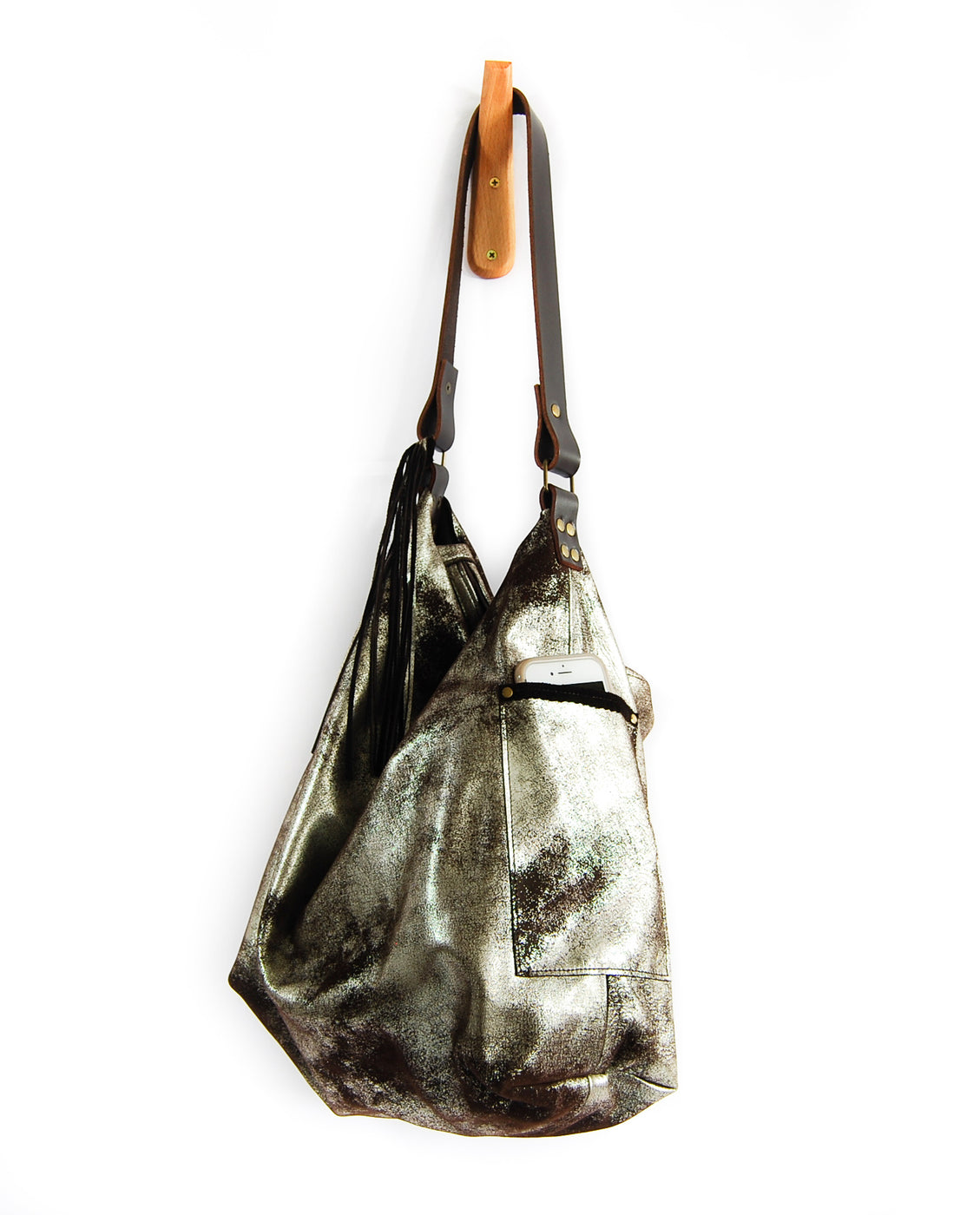 Febe Leather Hobo Brown Platinum – Lara B. Designs, Inc.